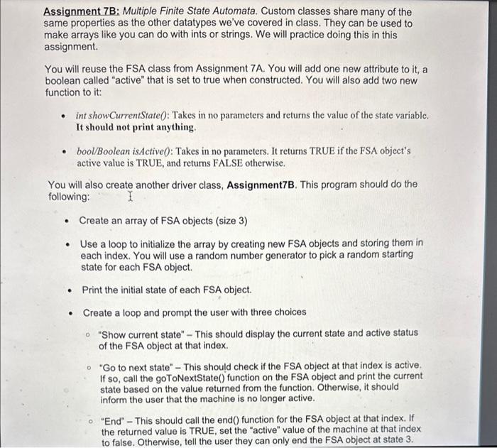 Solved Assignment 7 B : Multiple Finite State Automata. | Chegg.com