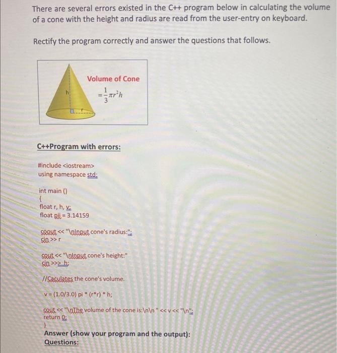 Solved There are several errors existed in the Ct+ program | Chegg.com