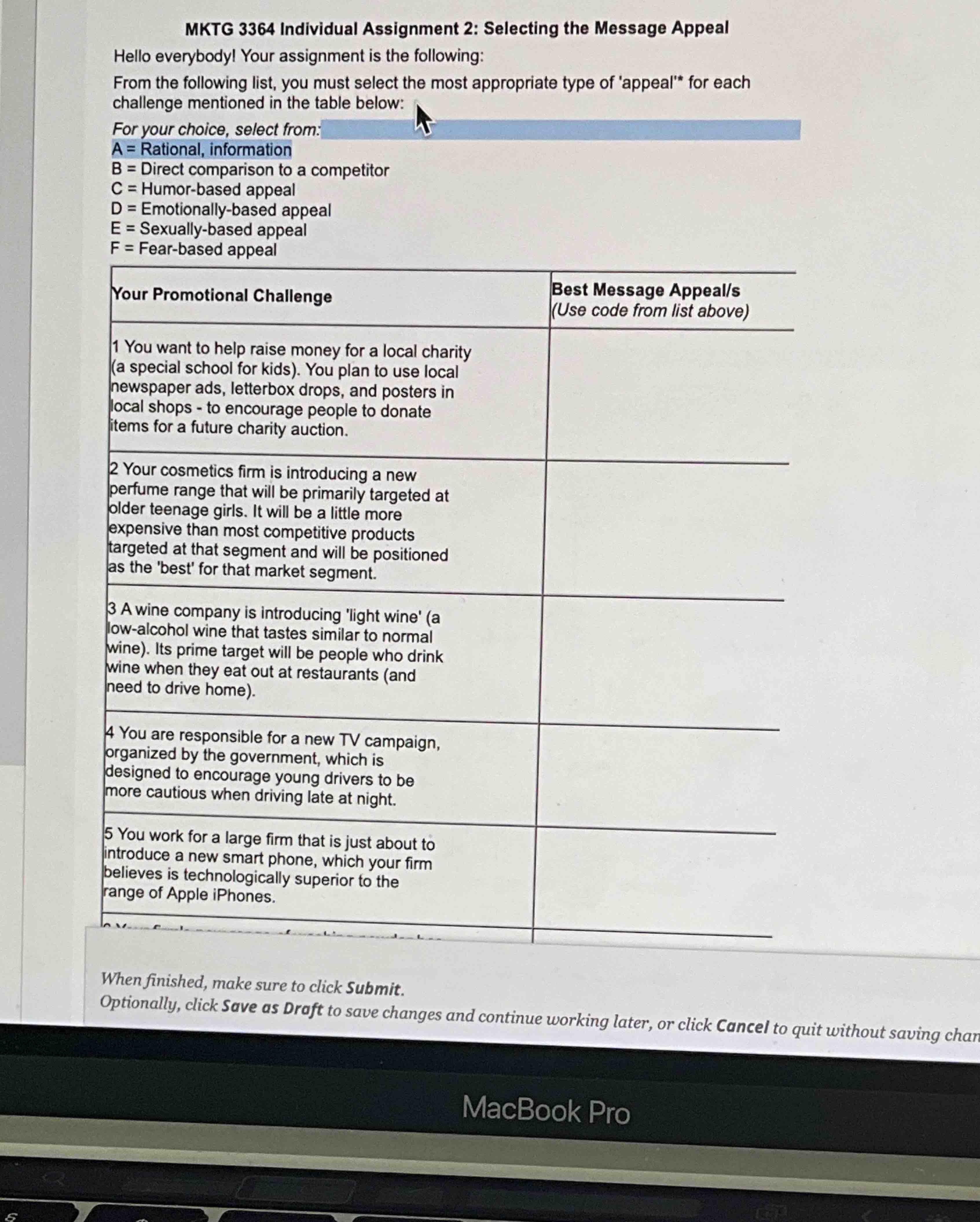 Solved MKTG 3364 ﻿Individual Assignment 2: Selecting the | Chegg.com