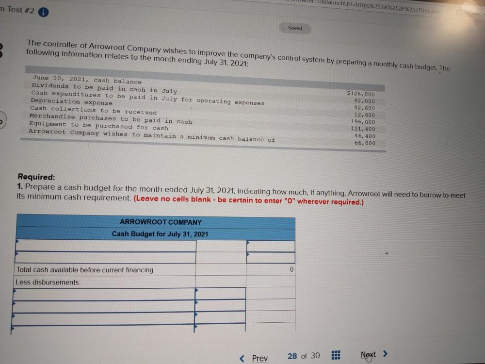 Solved =U&launch Url=http%253A%252F%252Flm. m Test #2 Saved | Chegg.com