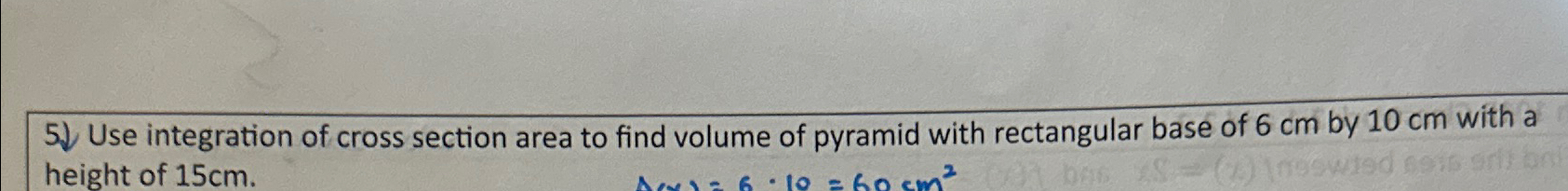 Solved Use integration of cross section area to find volume | Chegg.com