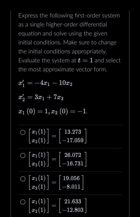 Solved Express the following first-order system as a single | Chegg.com