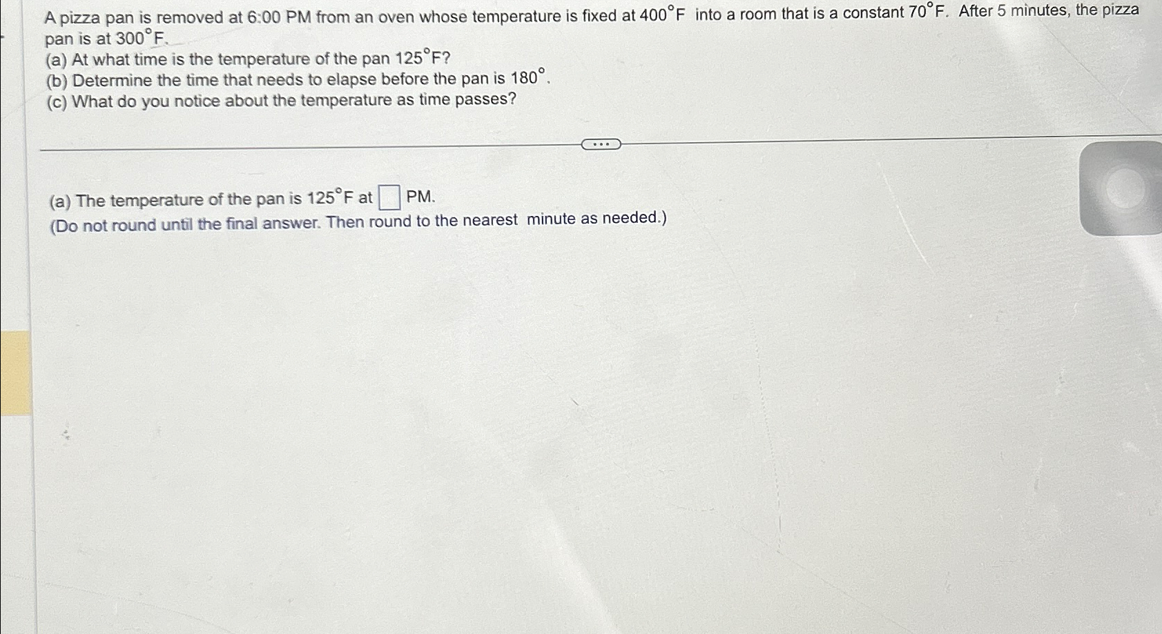 Solved A pizza pan is removed at 6:00 ﻿PM from an oven whose | Chegg.com