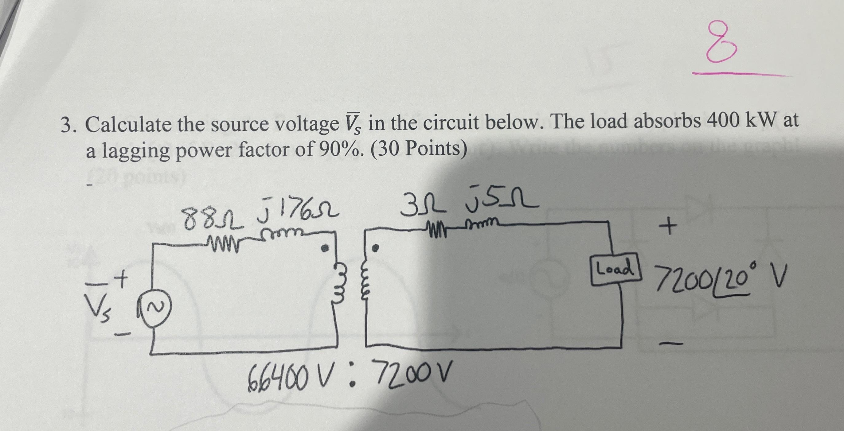 Solved Calculate the source voltage (V)S ﻿in the circuit | Chegg.com