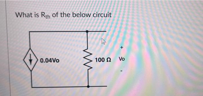 Solved What is Rth of the below circuit ما w 0.04Vo 100 Ω Vo | Chegg.com