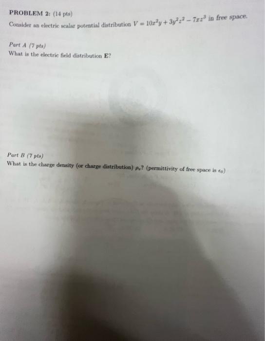 Solved PROBLEM 2: (14 pts) Consider an electric scalar | Chegg.com