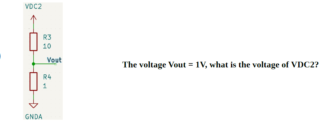 Solved The voltage Vout = 1V, ﻿what is the voltage of VDC2? | Chegg.com