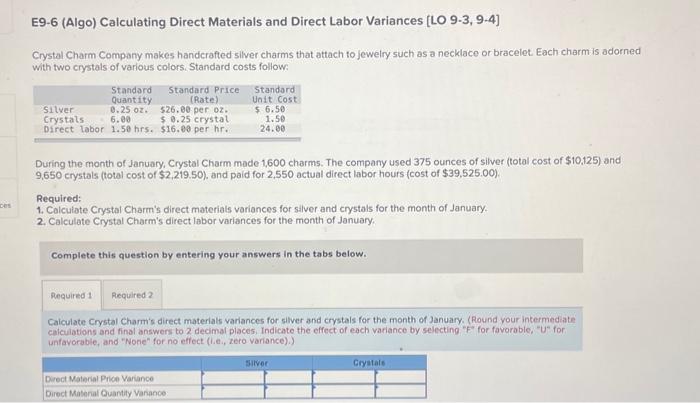 Solved E9-6 (Algo) Calculating Direct Materials and Direct | Chegg.com