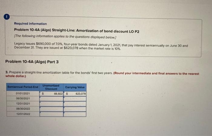 Solved Required information Problem 10-4A (Algo) | Chegg.com