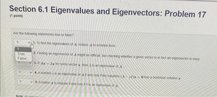 Solved Section 6.1 Eigenvalues and Eigenvectors: Problem 3 | Chegg.com