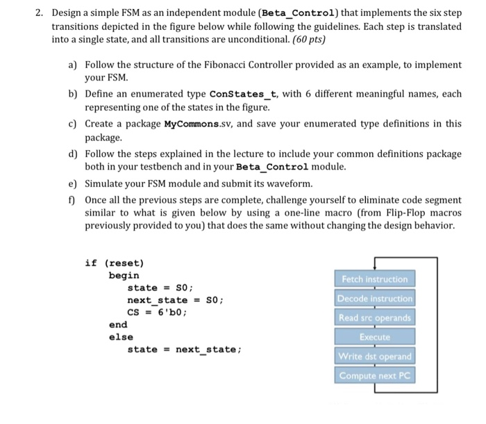 Design a simple FSM as an independent module | Chegg.com