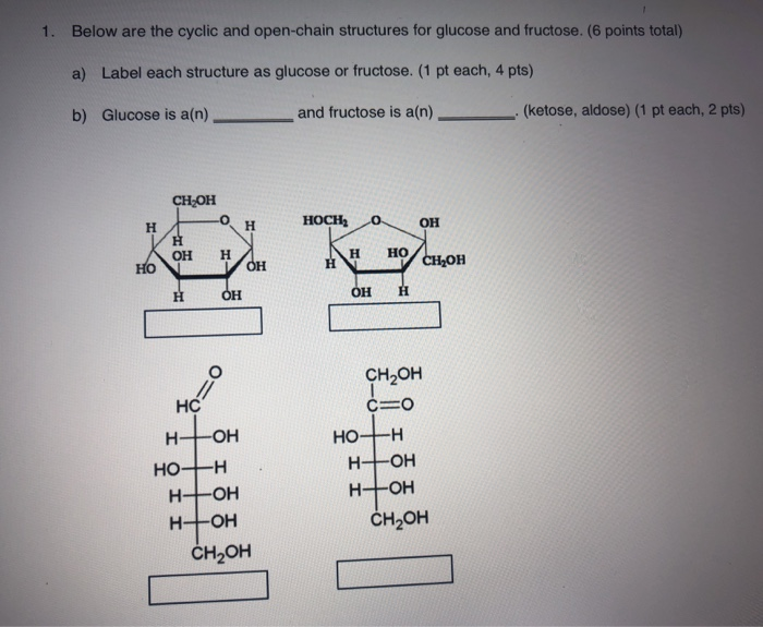 Solved 1. Below are the cyclic and open-chain structures for | Chegg.com