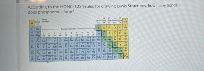 Solved According to the HONC-1234 rules for drawing Lewis | Chegg.com