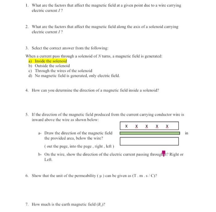 Solved 1. What are the factors that affect the magnetic | Chegg.com