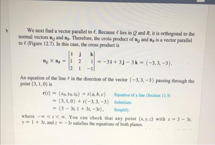 We next find a vector parallel to l. Because l lies | Chegg.com