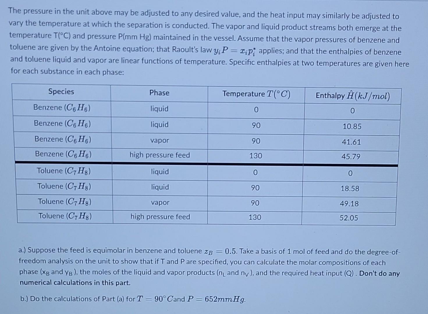 Solved A liquid mixture of benzene and toluene is to be | Chegg.com