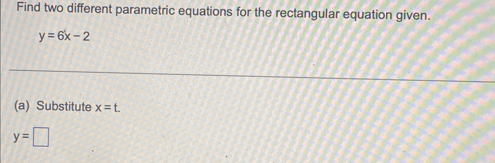 Solved Find two different parametric equations for the | Chegg.com