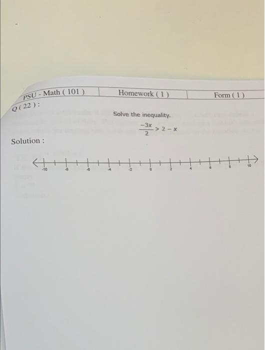 Solved Homework (1) PSU - Math (101) Form (1) Q( 22 ): Solve | Chegg.com