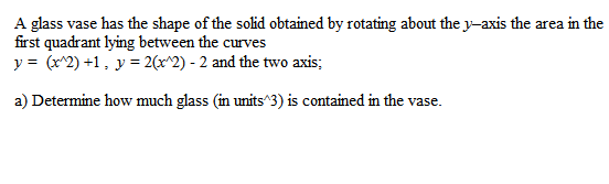 Solved A glass vase has the shape of the solid obtained by | Chegg.com