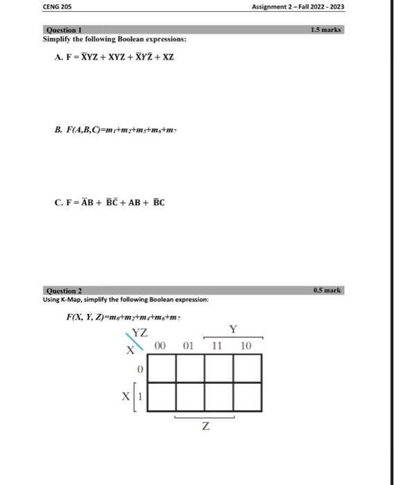 Solved mplify the following Boolean functions F with and | Chegg.com