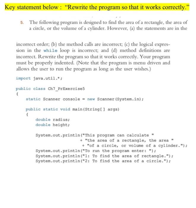 Solved Key statement below : "Rewrite the program so that it | Chegg.com