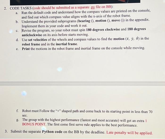 Solved 2. CODE TASKS (code should be submitted as a separate | Chegg.com