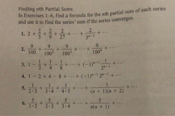 Solved Finding nth Partial Sums In Exercises 1-6, find a | Chegg.com