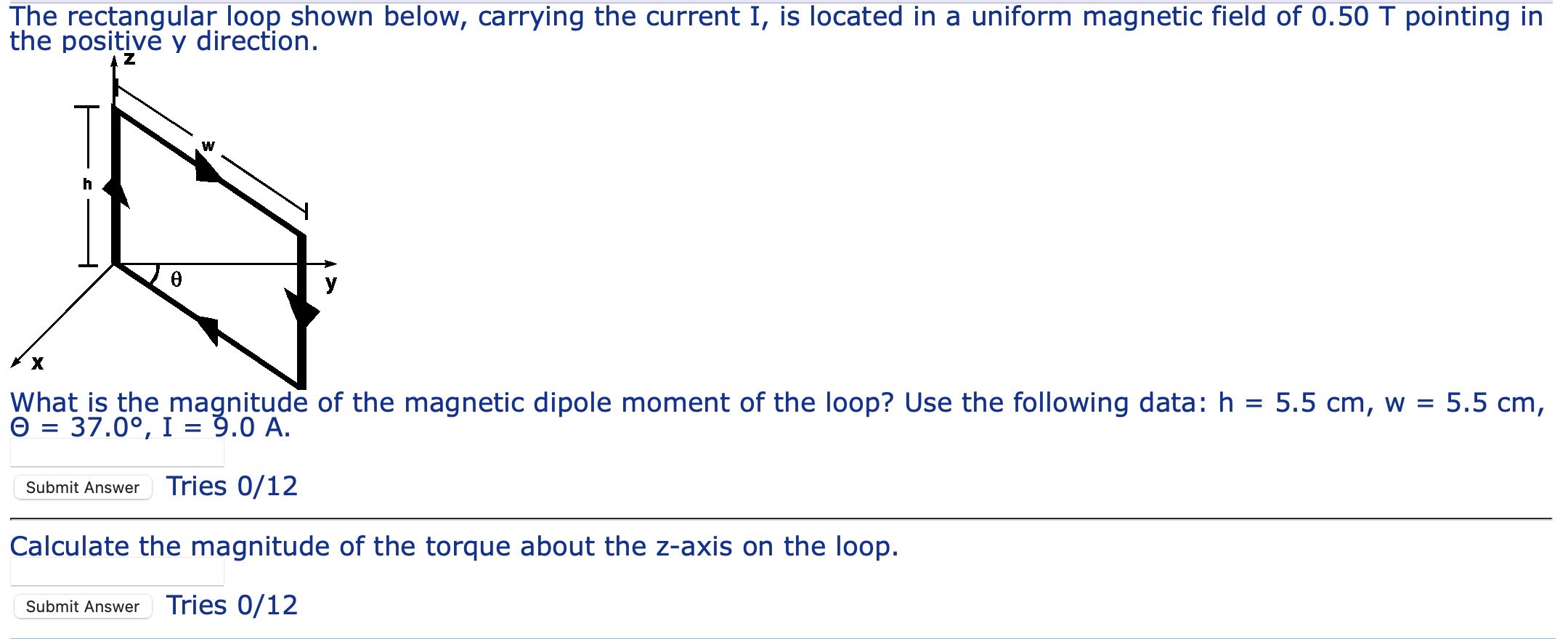 Solved The rectangular loop shown below, carrying the | Chegg.com