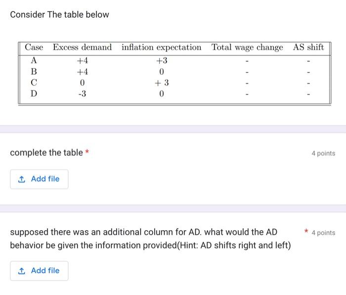 Solved Consider The table below complete the table * 4 | Chegg.com