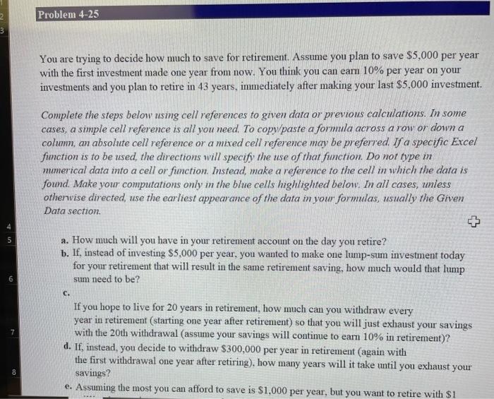 Solved can somone please show me how to do this in excell | Chegg.com