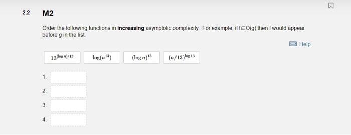 Solved Order the following functions in increasing | Chegg.com