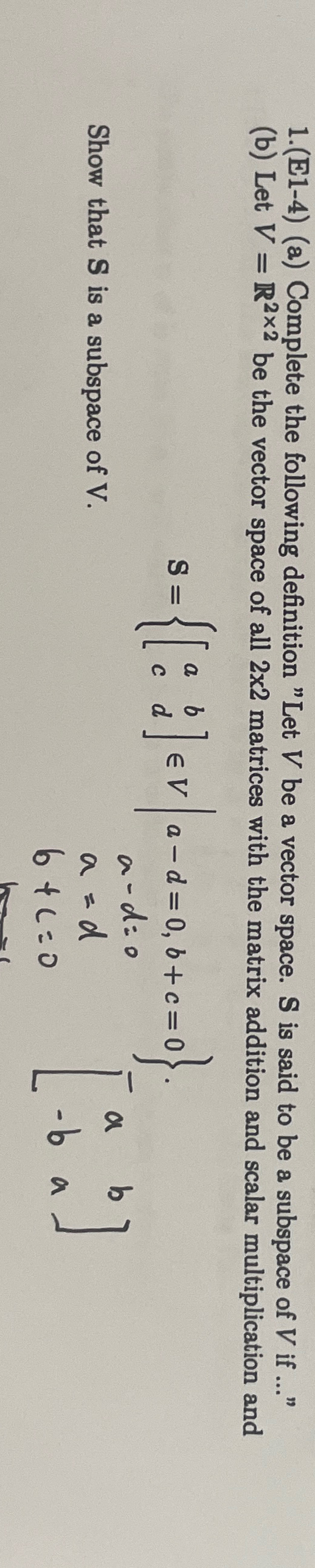 Solved 1.(E1-4) (a) ﻿Complete the following definition "Let | Chegg.com