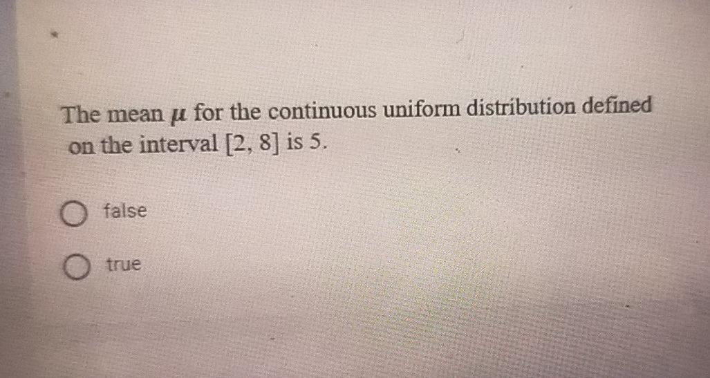 Solved The mean u for the continuous uniform distribution | Chegg.com