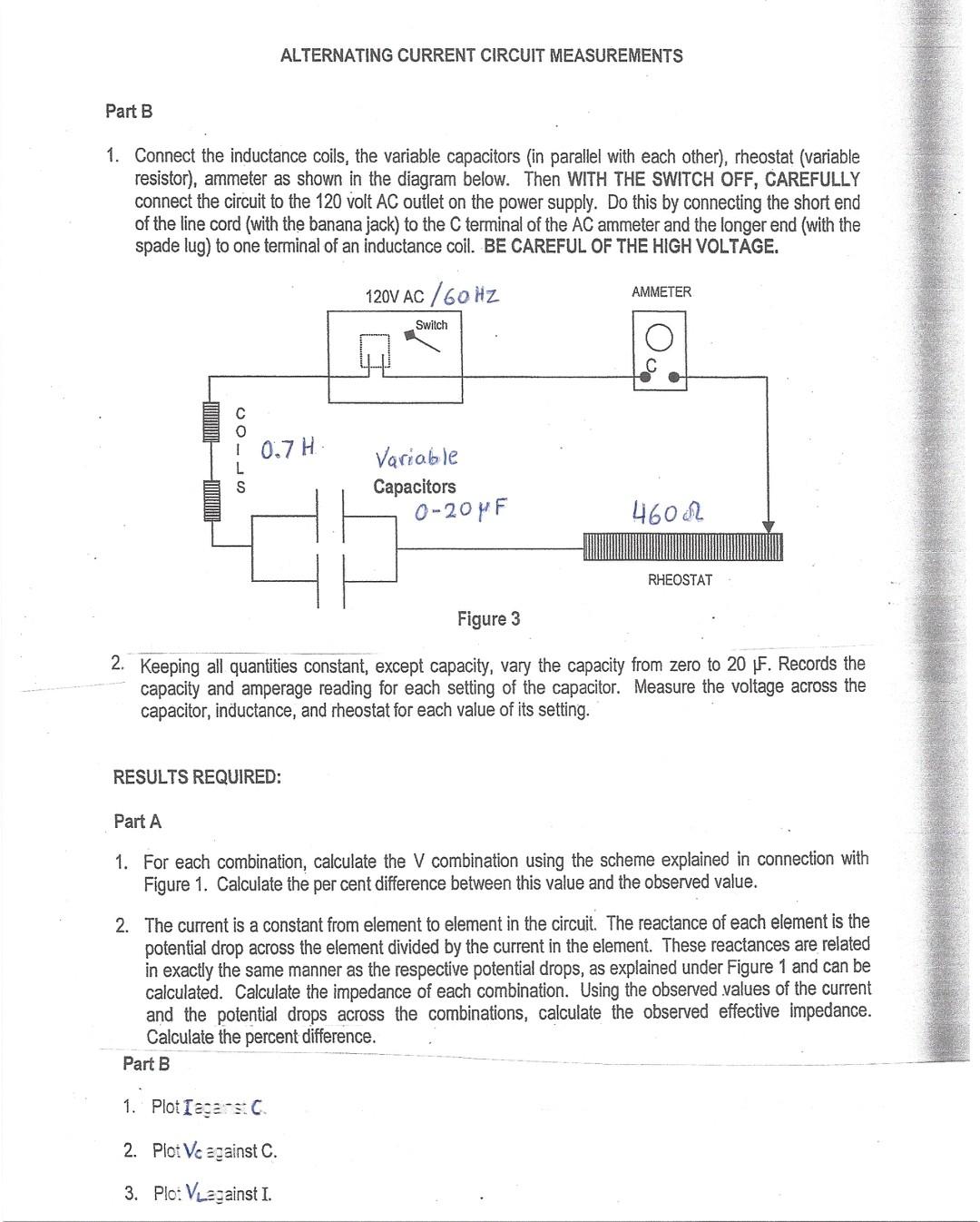 Solved ALTERNATING CURRENT CIRCUIT MEASUREMENTS OBJECT: To | Chegg.com