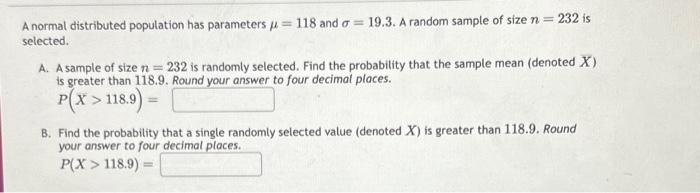 Solved normal distributed population has parameters μ=118 | Chegg.com