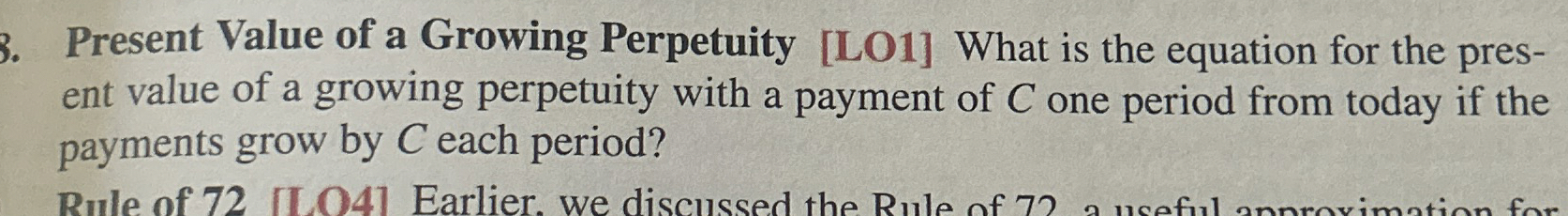 Solved Present Value of a Growing Perpetuity [LO1] ﻿What is | Chegg.com
