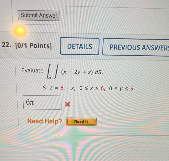 Solved Submit Answer 22. [0/1 Points] DETAILS PREVIOUS | Chegg.com