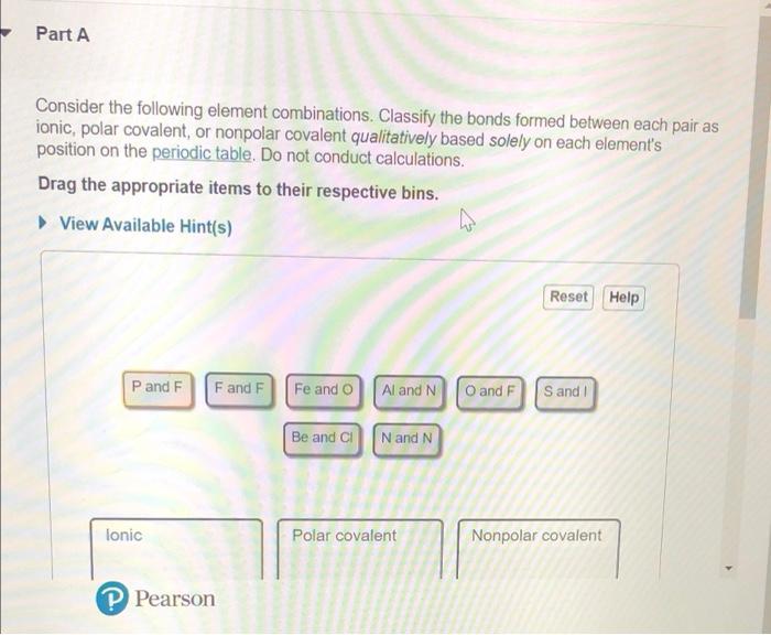 Solved Part A Consider the following element combinations. | Chegg.com