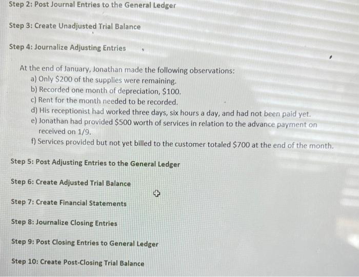 tep 1: Journalize Business Transactions 1/1 Jonathan | Chegg.com