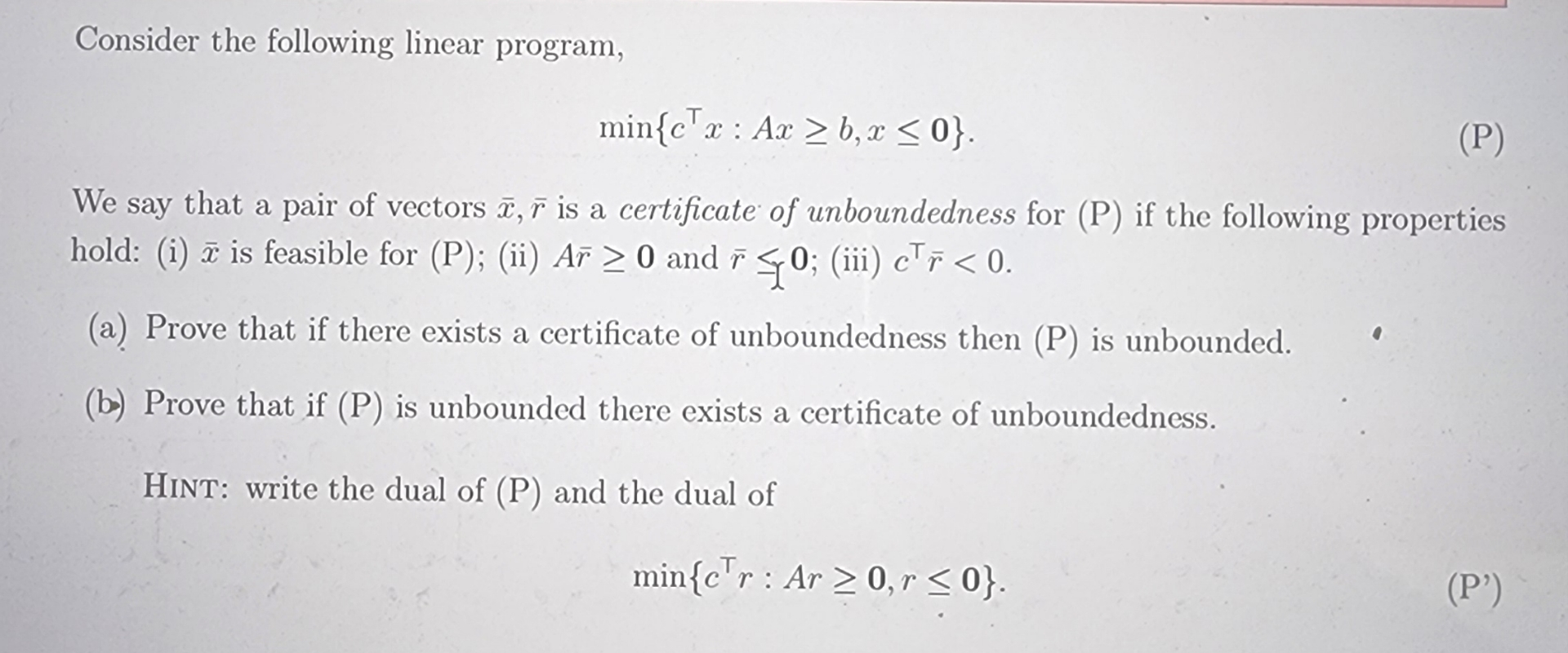 Solved Consider the following linear | Chegg.com