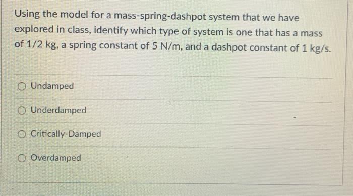 Solved Using the model for a mass-spring-dashpot system that | Chegg.com