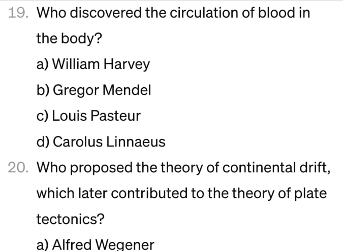 Solved biology: Who discovered the circulation of blood in | Chegg.com