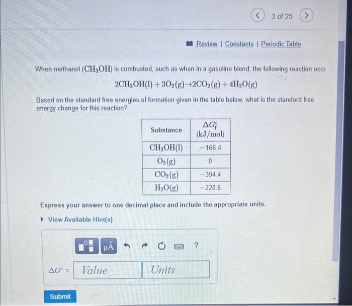 Solved When methanol (CH3OH) is combusted, such as when in a | Chegg.com