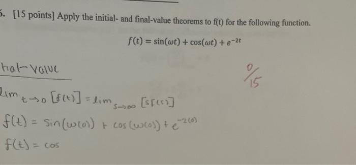 Solved [15 points] Apply the initial- and final-value | Chegg.com
