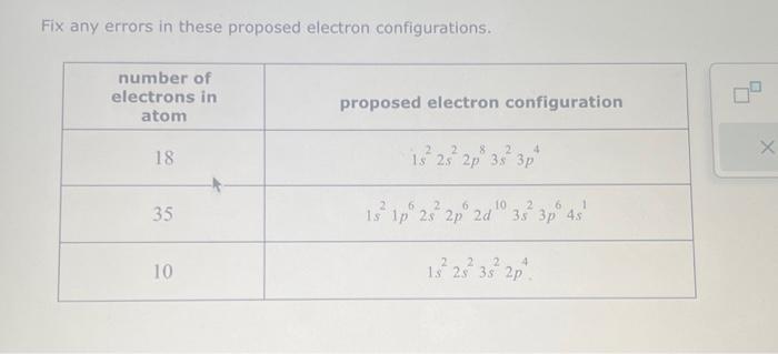 Solved Fix any errors in these proposed electron | Chegg.com