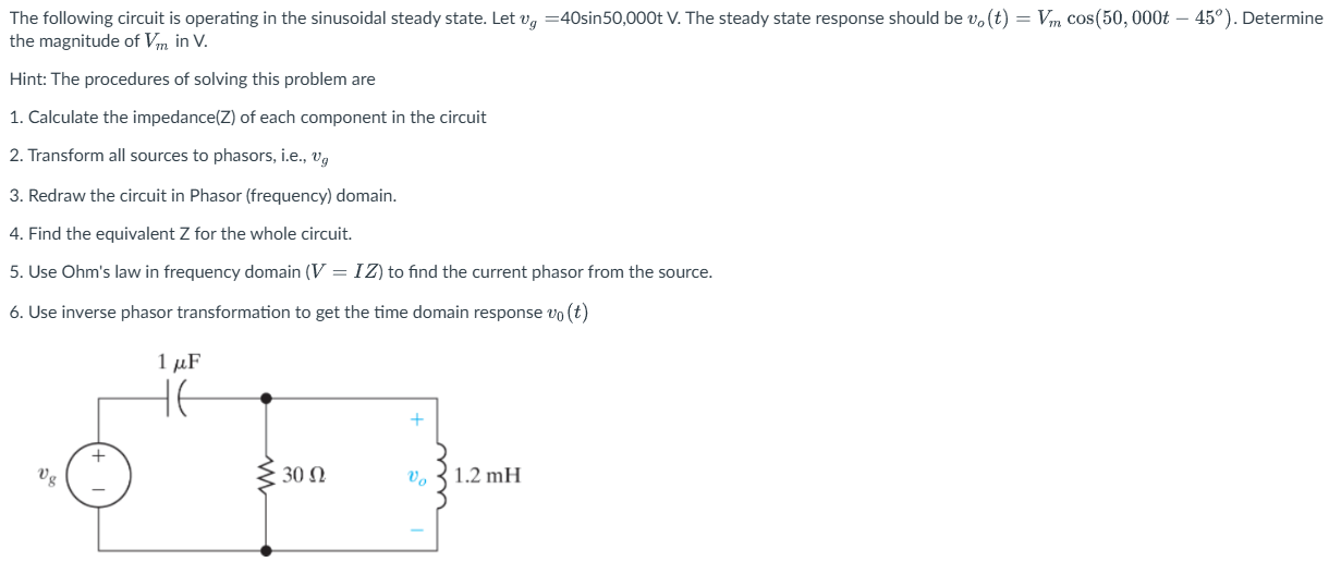 Solved The following circuit is ﻿operating in ﻿the | Chegg.com