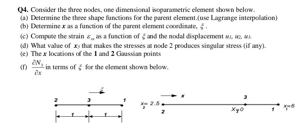 Solved Q4. Consider the three nodes, one dimensional | Chegg.com