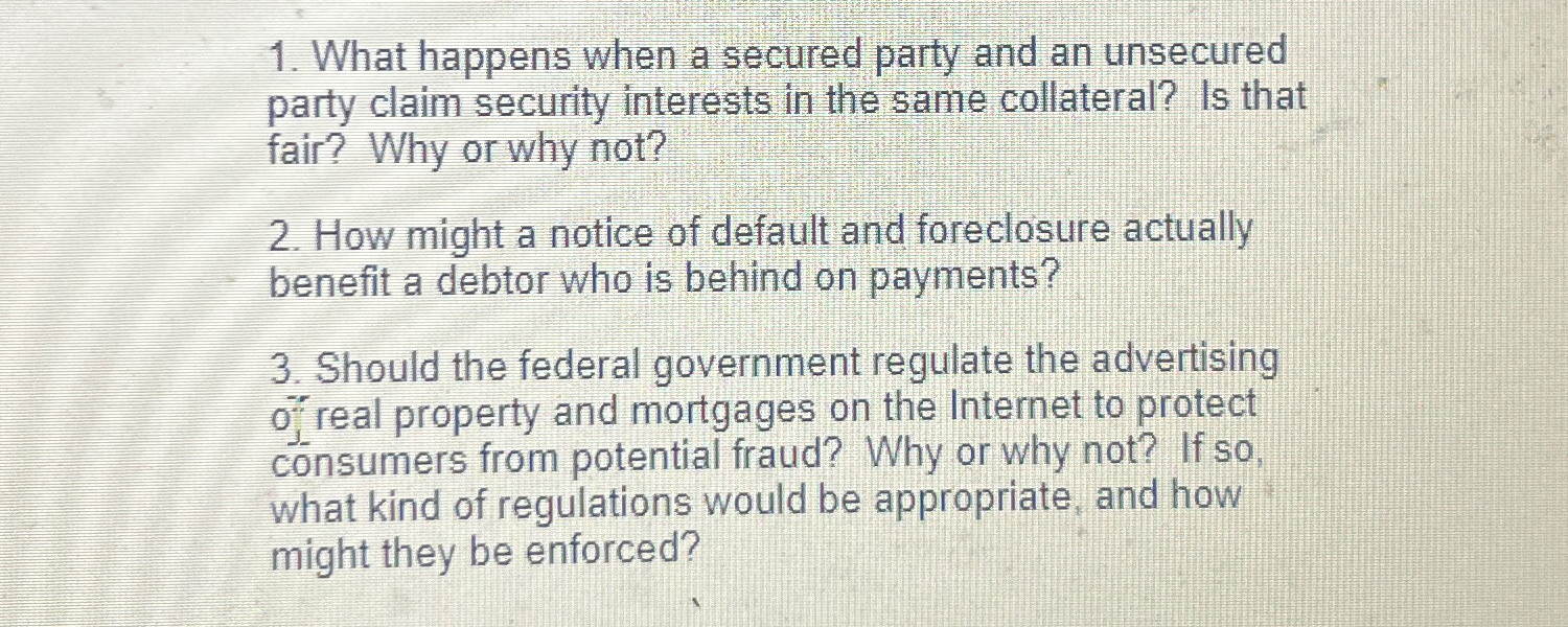 Solved What happens when a secured party and an unsecured | Chegg.com