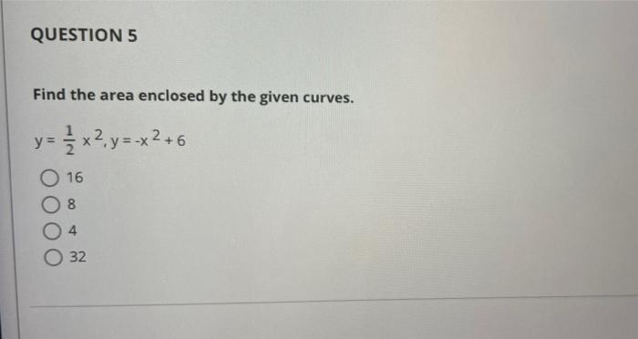 Solved Find the area enclosed by the given curves. | Chegg.com