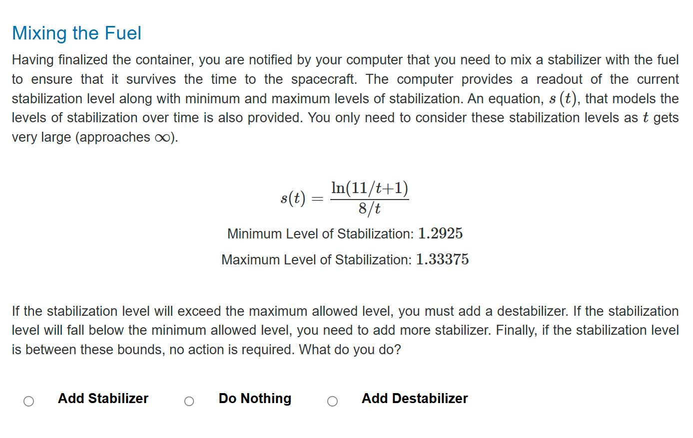 Solved Mixing the FuelHaving finalized the container, you | Chegg.com